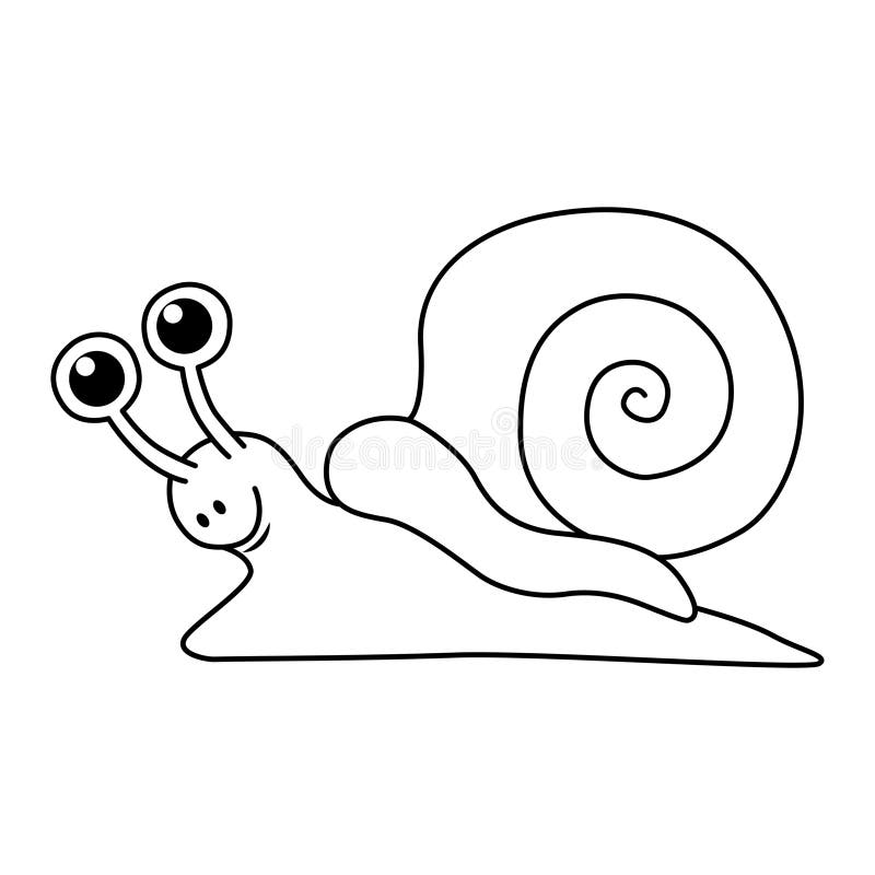 Cute Snail Cartoon Coloring Page Illustration Vector. for Kids Coloring ...