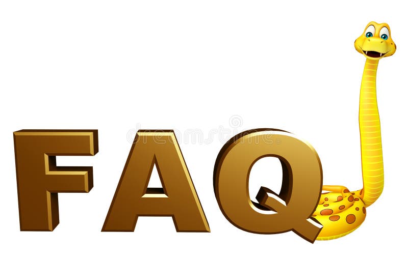 Cute Snake Cartoon Character with Faq Sign Stock Illustration ...