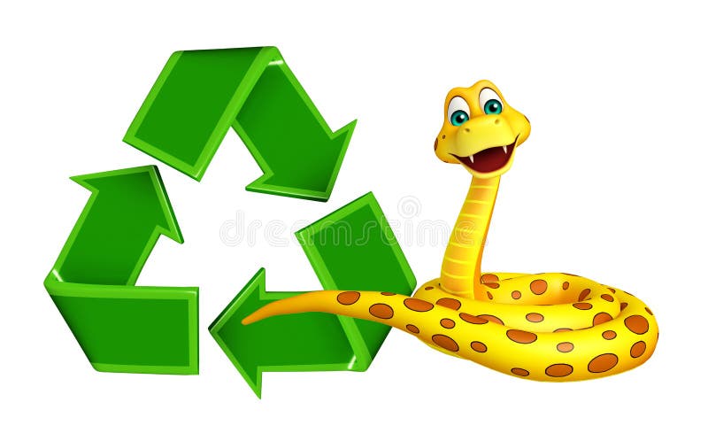 Cute Snake Cartoon Character with Recycle Stock Illustration ...