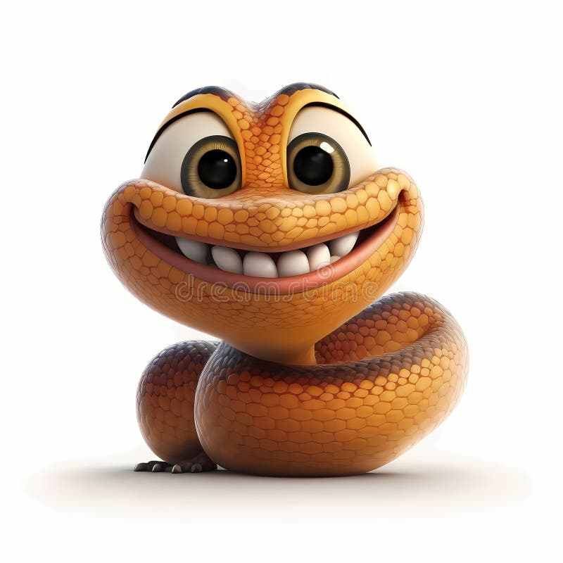 Cute Snake Cartoon. Generative AI Stock Illustration - Illustration of ...