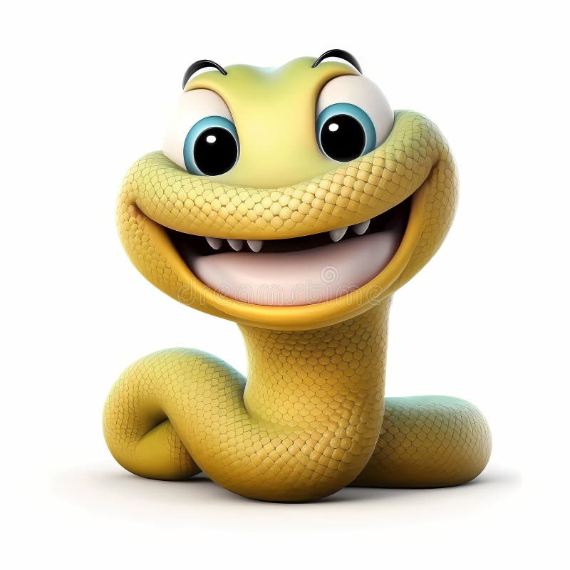 Cute Snake Cartoon. Generative AI Stock Illustration - Illustration of ...