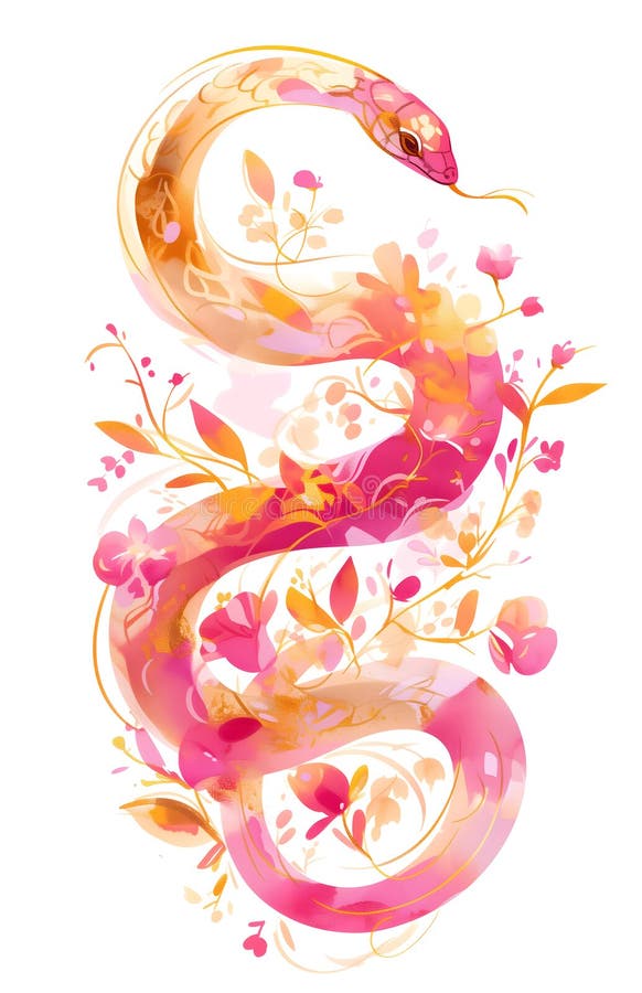Cute Snake Illustration. Pink Color Palette Stock Illustration ...