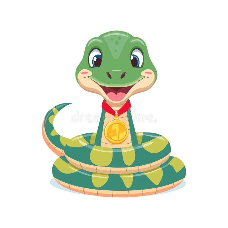 Cute Snake with Medal stock vector. Illustration of adorable - 361550437
