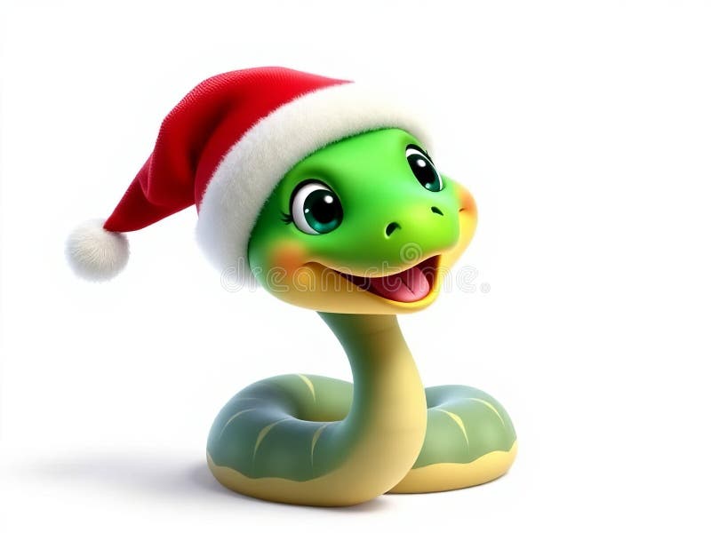 A Cute Snake Wearing a Santa Hat Stock Illustration - Illustration of ...