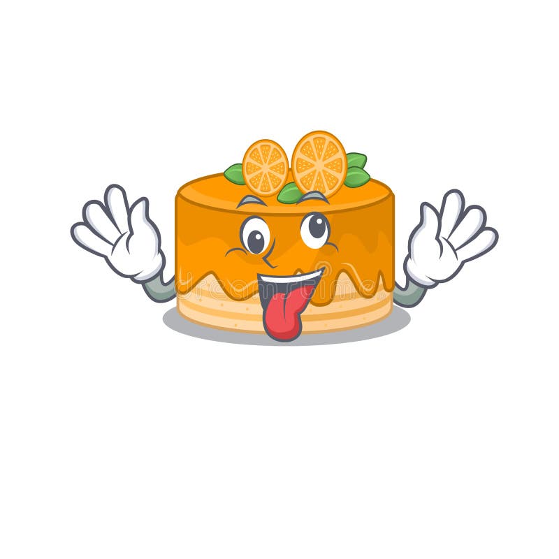 Cute Sneaky Orange Cake Cartoon Character with a Crazy Face Stock ...