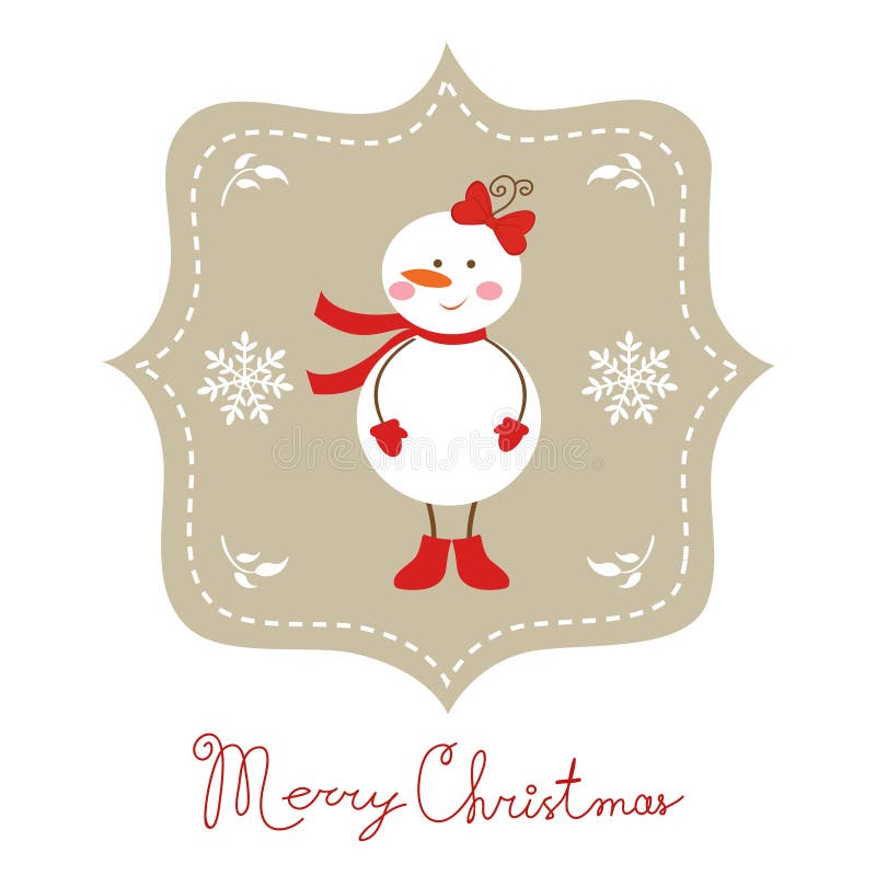 Cute Snow Girl Christmas Card Stock Vector - Illustration of banner ...