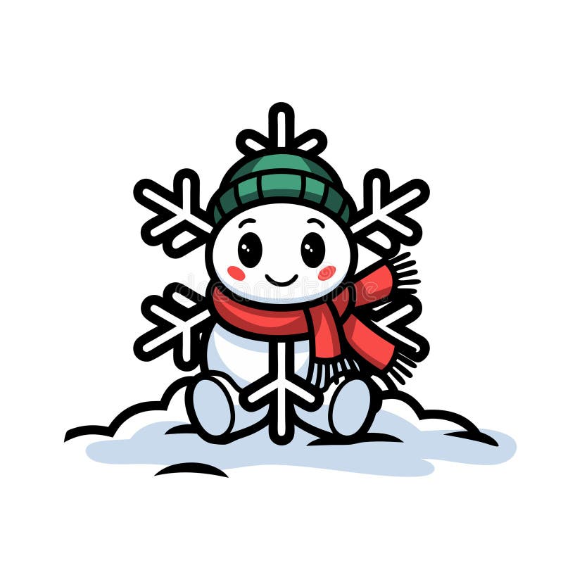 Cute Snowflake Character in Winter Hat and Scarf Vector for Holiday ...