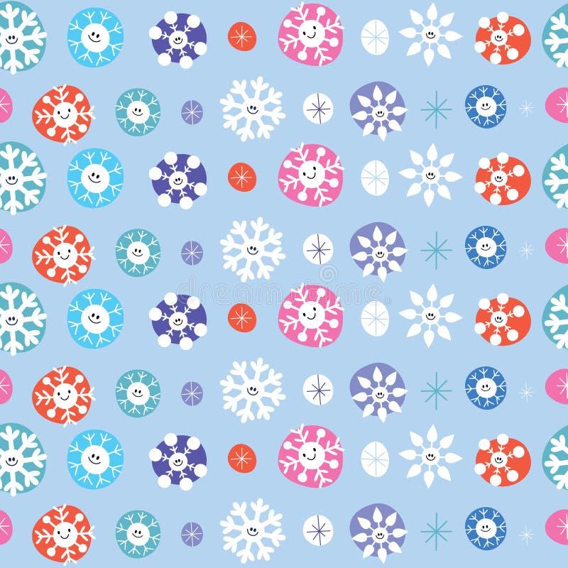 Cute Snowflakes Winter Sky Pattern Stock Vector - Illustration of ...