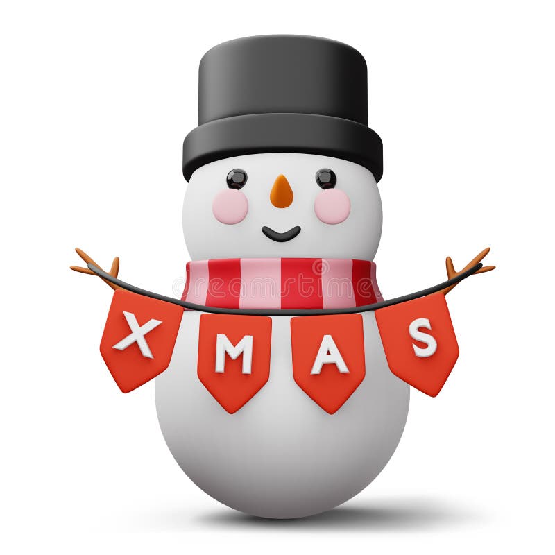 Cute Snowman Character, Merry Christmas, 3d Rendering Stock ...