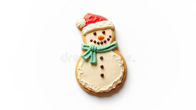Cute Snowman Cookie on White Stock Illustration - Illustration of icing ...