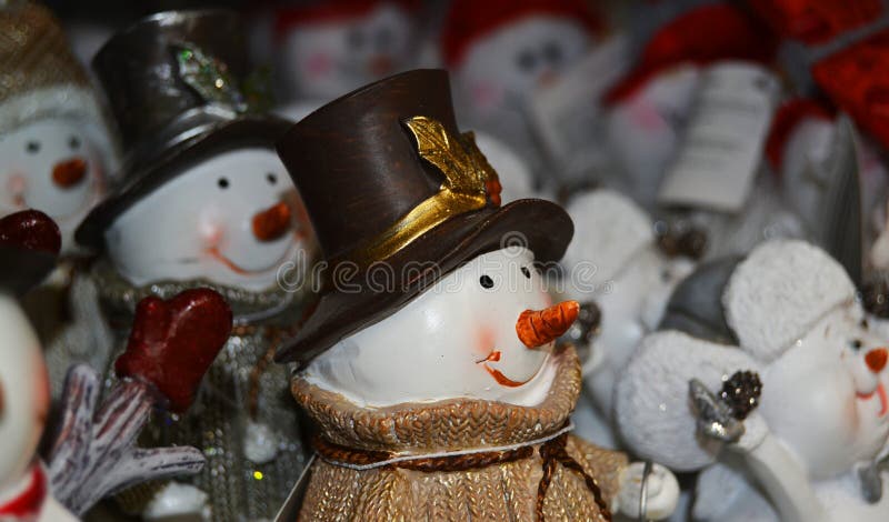 Cute Snowman on the Shelf in the Store Stock Image - Image of white ...