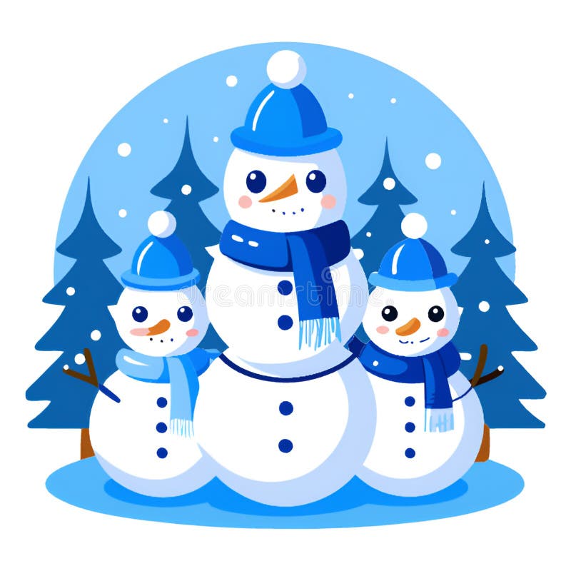 Cute Snowman in the Snow. Vector Illustration Stock Illustration ...
