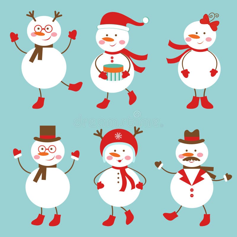 Cute snowmen collection stock vector. Illustration of nose - 36109172
