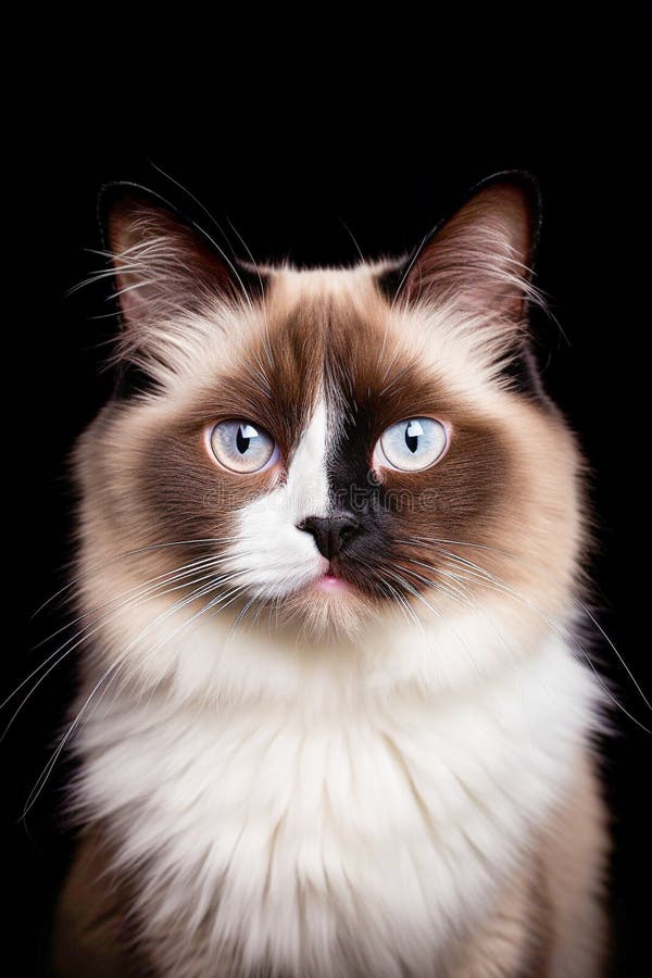 Cute Snowshoe Cat Cartoon Vector Illustration Motif Set. Hand Drawn ...