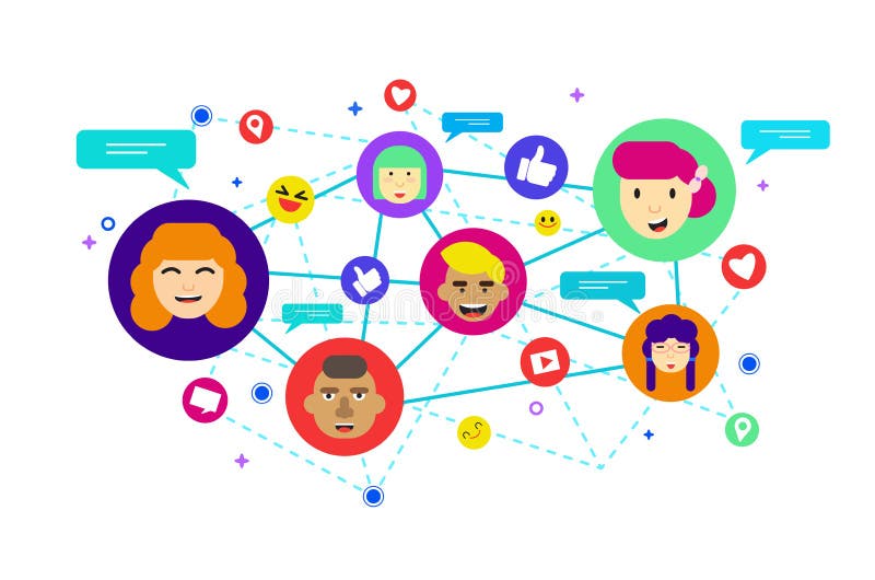 Cute Social Network Flat Design Concept Stock Vector - Illustration of ... Cute Social Network Flat Design Concept Stock Vector - Illustration of ...