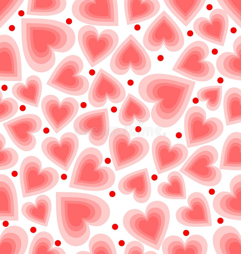Cute Soft Background with Heart and Dot Patterns. Pink Hearts on White ...