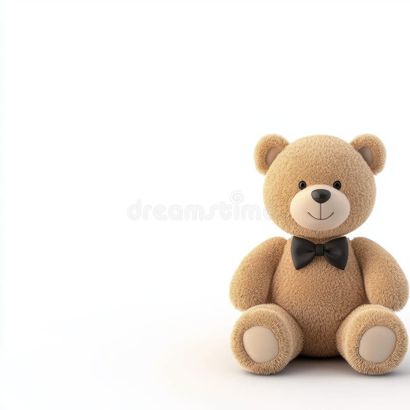Cute and Soft Plush Teddy Bear with Bow Tie on a Simple White ...