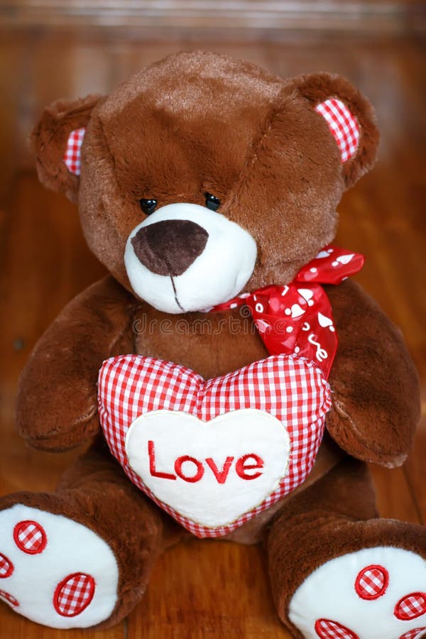 Cute Soft Toy Teddy Bear with Heart Love Stock Image - Image of ...