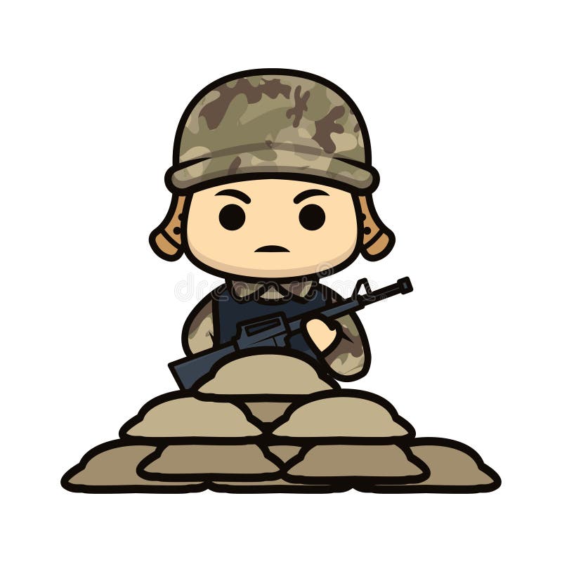 Cute Soldier Army Mascot Design Illustration Stock Vector ...