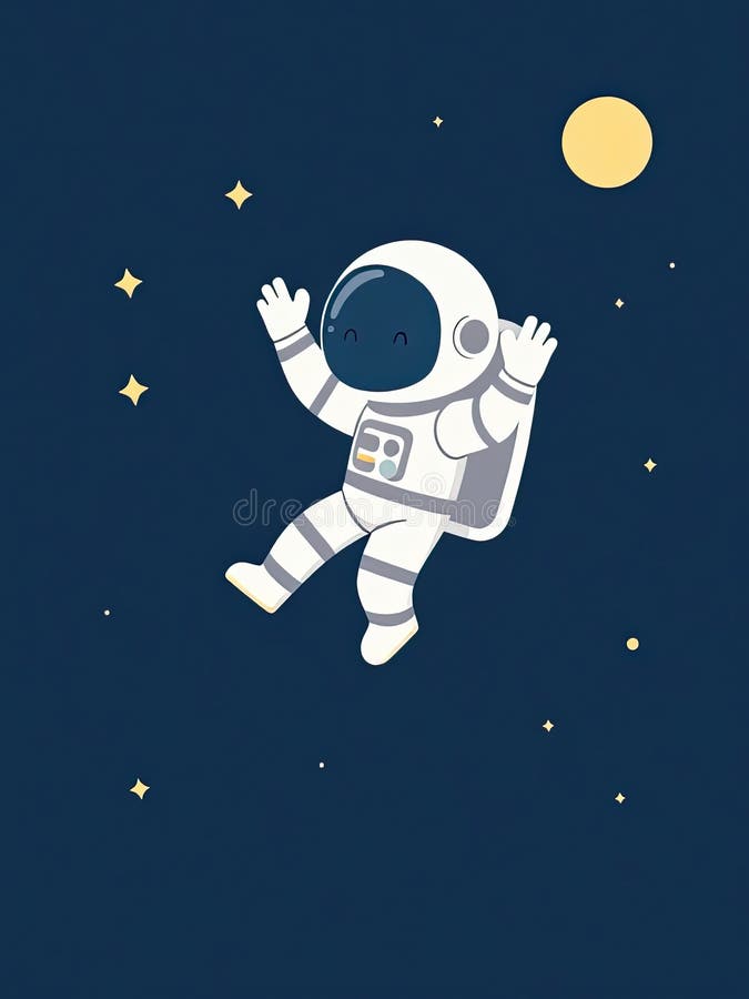 Cute Space Explorer in Orbit Stock Illustration - Illustration of ...