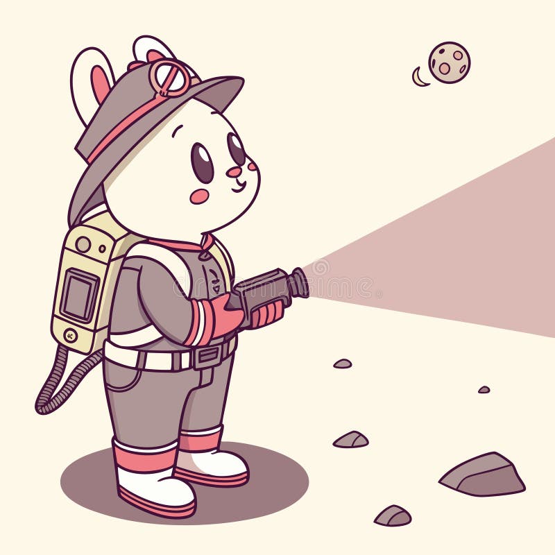 Cute Space Firefighter Bunny â€ Cartoon Animal Astronaut with ...