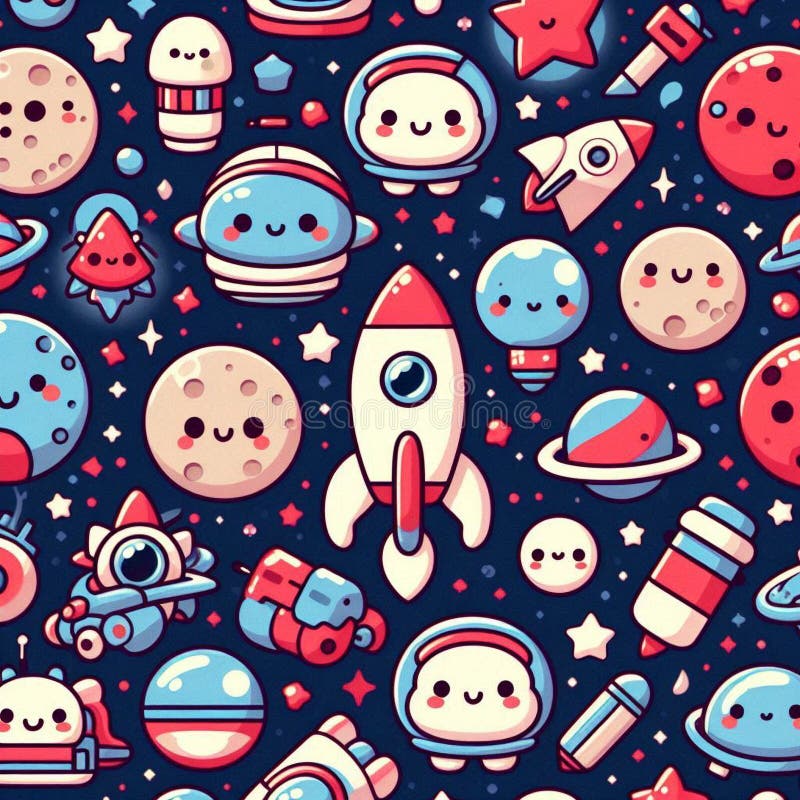 Cute Space-Themed Characters and Objects Create a Playful Cosmic ...