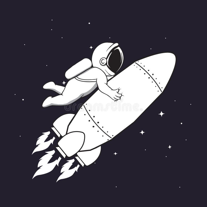 Cute Spaceman Flies To Space Stock Vector - Illustration of artwork ...