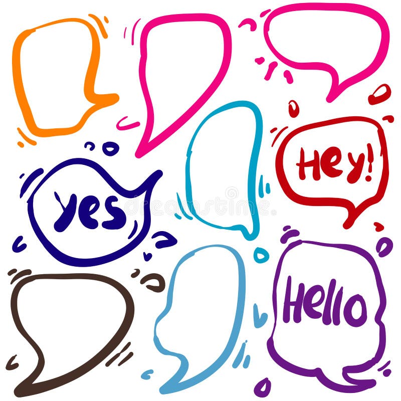 Cute Speech Bubble with Text Doodle Handdrawn Style Stock Vector ...