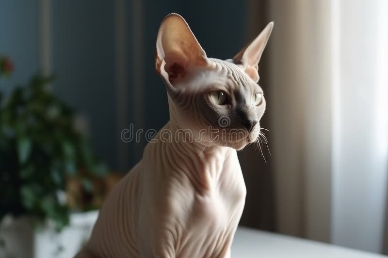 Cute Sphynx Cat View. Generate Ai Stock Illustration - Illustration of ...
