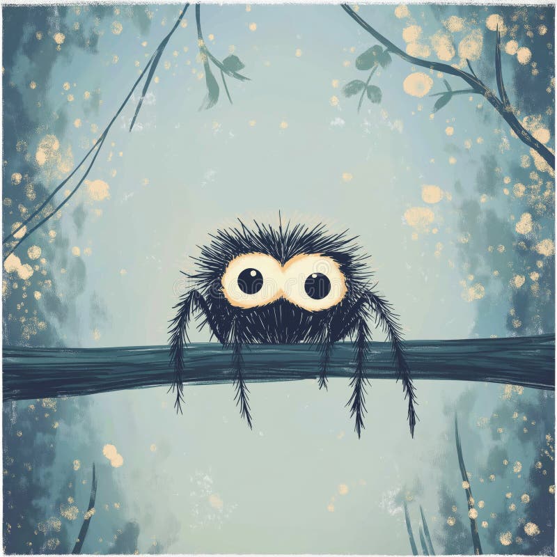 Cute Illustration of a Spider. Cute Spider Greeting Card Stock ...