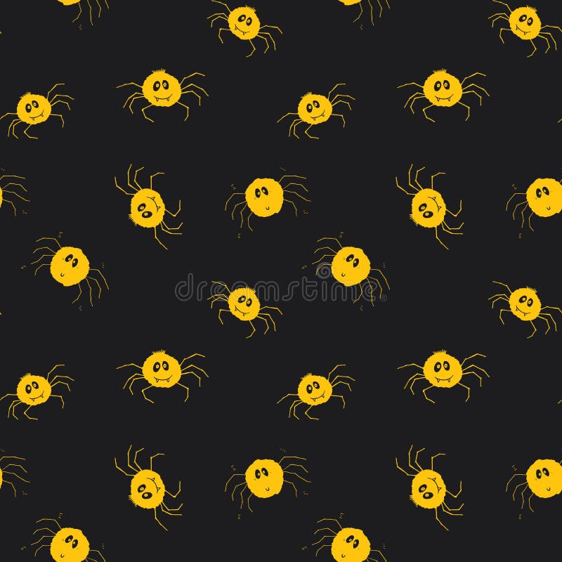 Cute Spider Seamless Pattern, Cartoon Hand Drawn Spider Doodles Vector ...