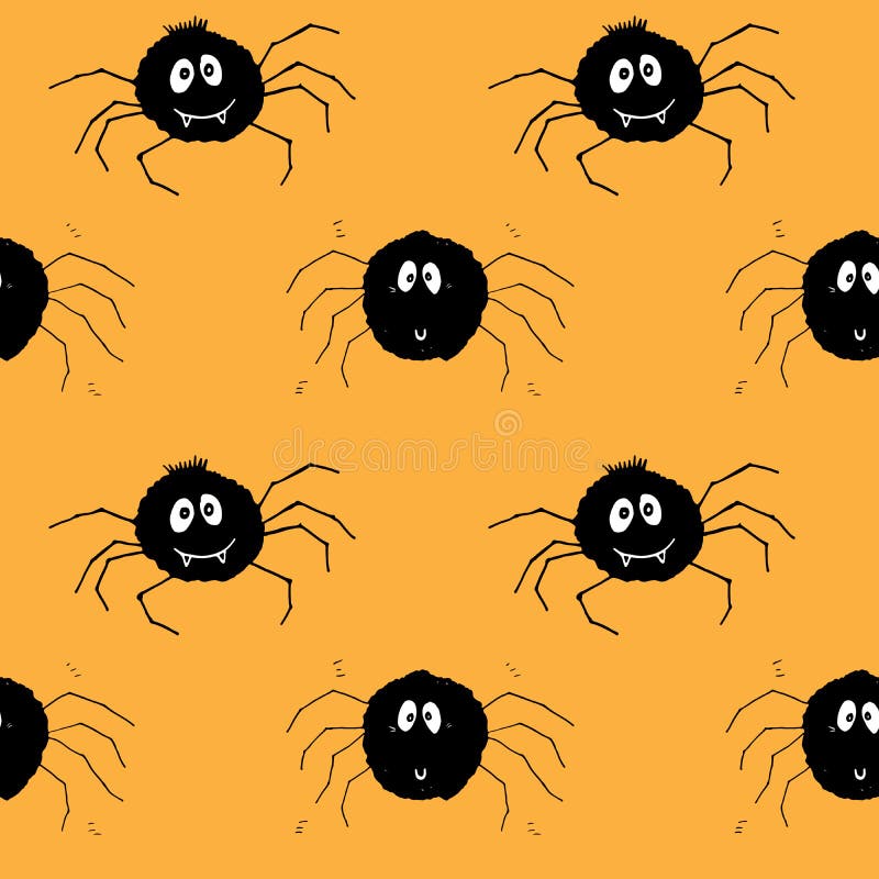 Cute Spider Seamless Pattern, Cartoon Hand Drawn Spider Doodles Vector ...