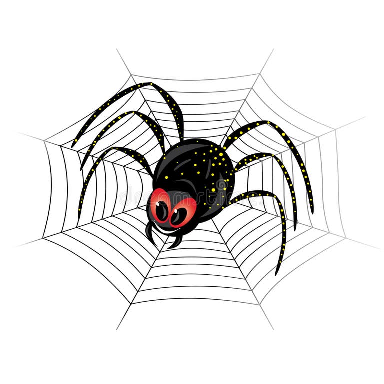 Cute spider on web stock vector. Illustration of isolated - 18718565