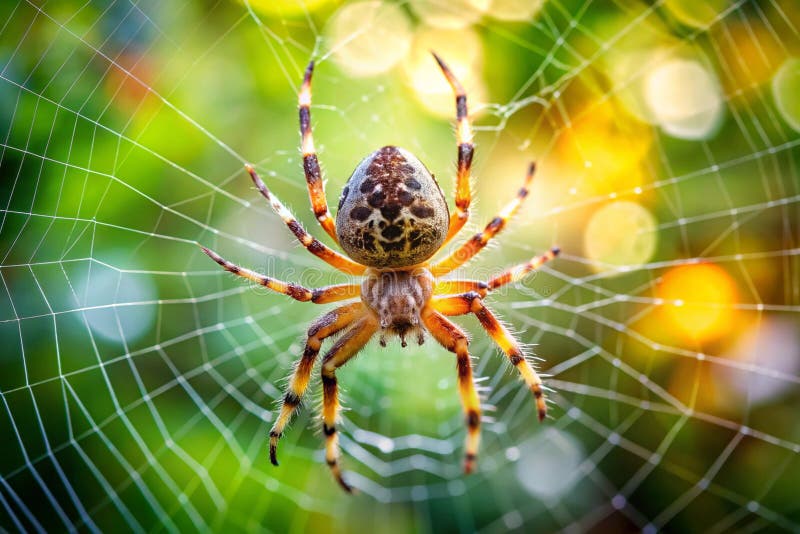 Cute Spider in the Web Natures Webbed Art Stock Illustration ...