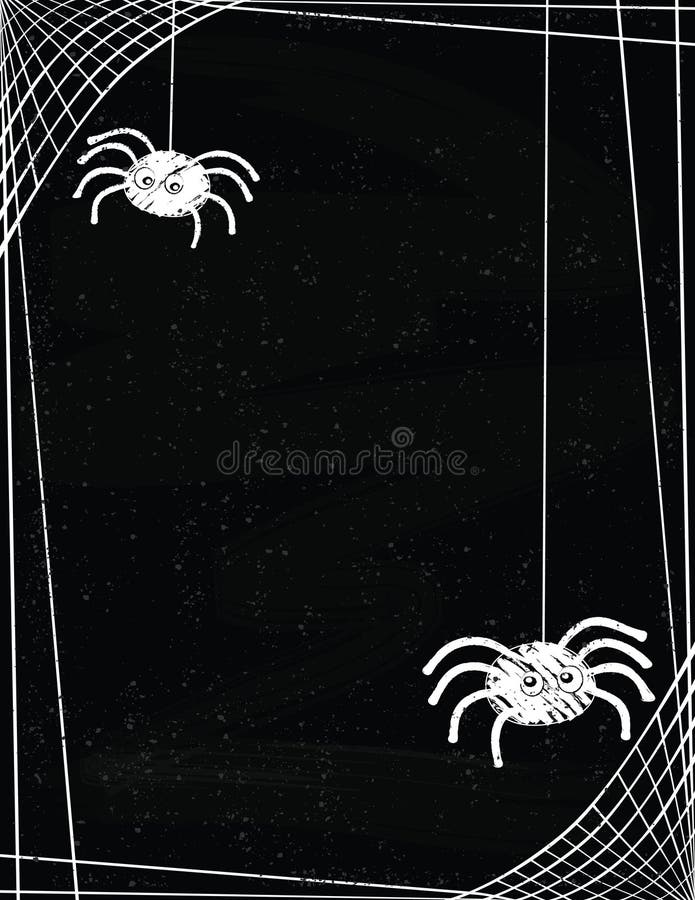 Cute Spiders Hanging Off a Web Border on a Chalkboard Background Stock ...