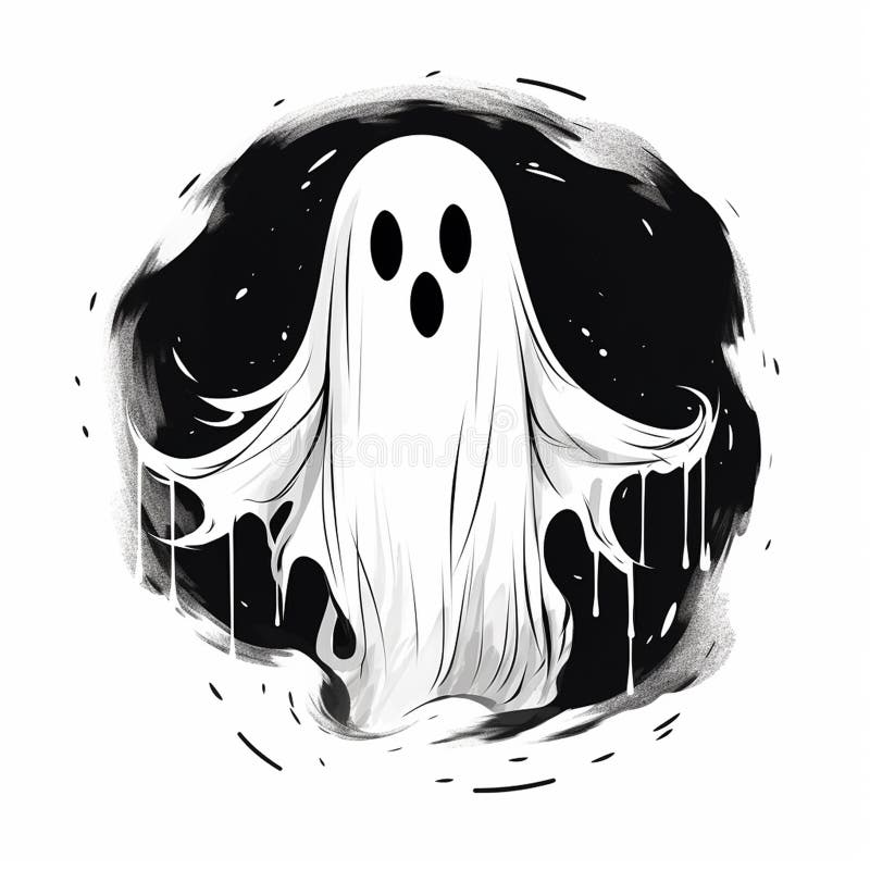 Cute and Spooky Hand-Drawn Halloween Ghost Stock Illustration ...