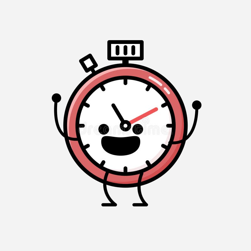 Cute Sport Timer Mascot Vector Character in Flat Design Style Stock ...