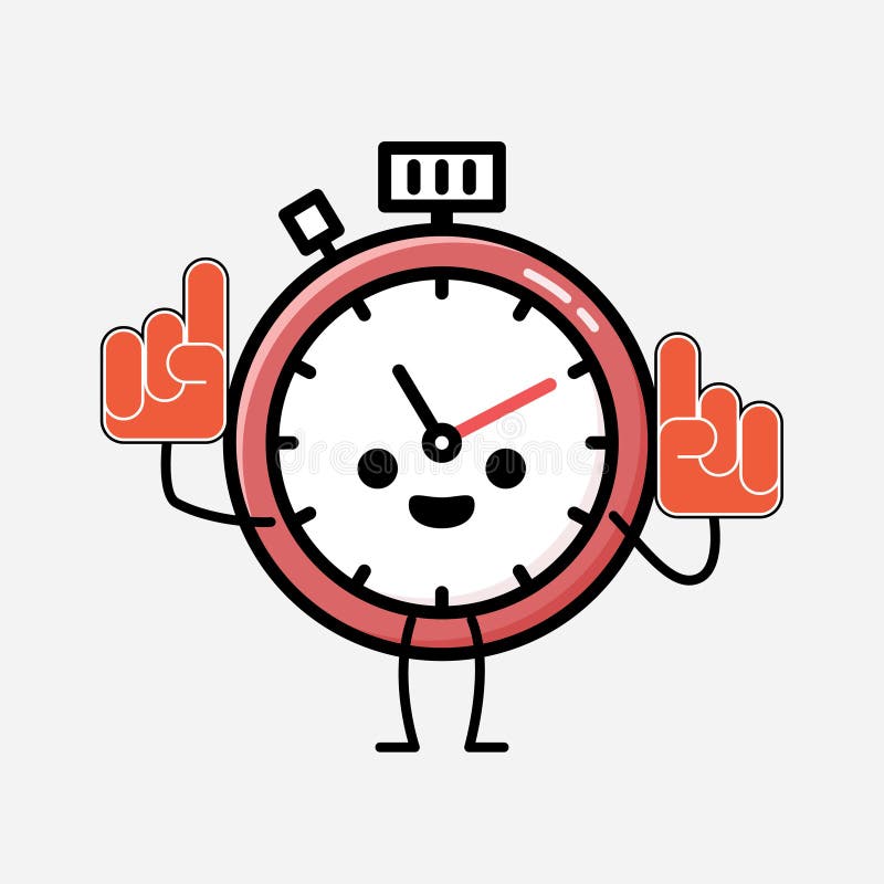 Cute Sport Timer Mascot Vector Character in Flat Design Style Stock ...