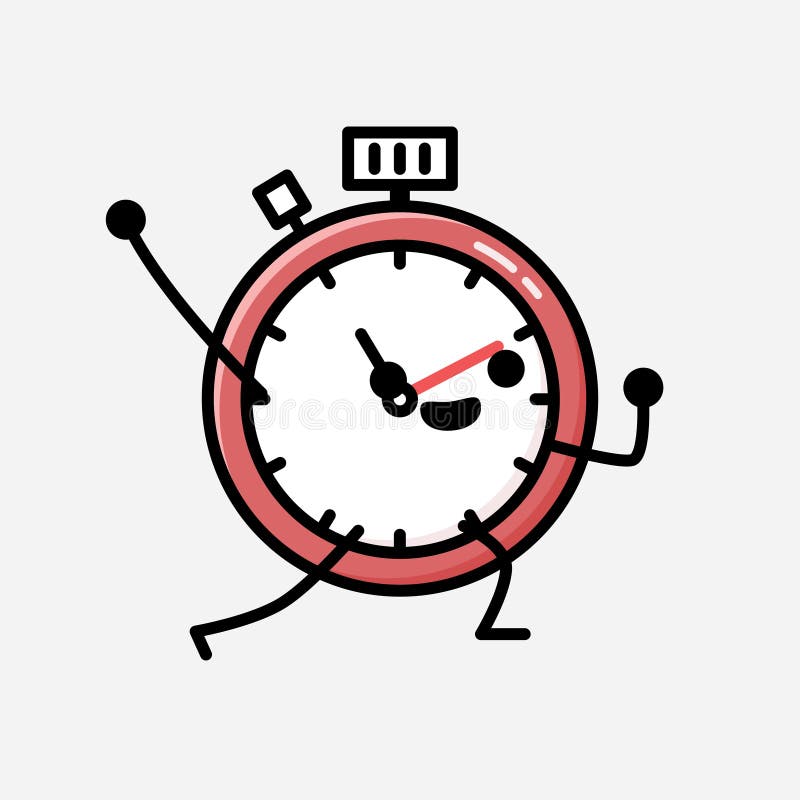 Cute Sport Timer Mascot Vector Character in Flat Design Style Stock ...