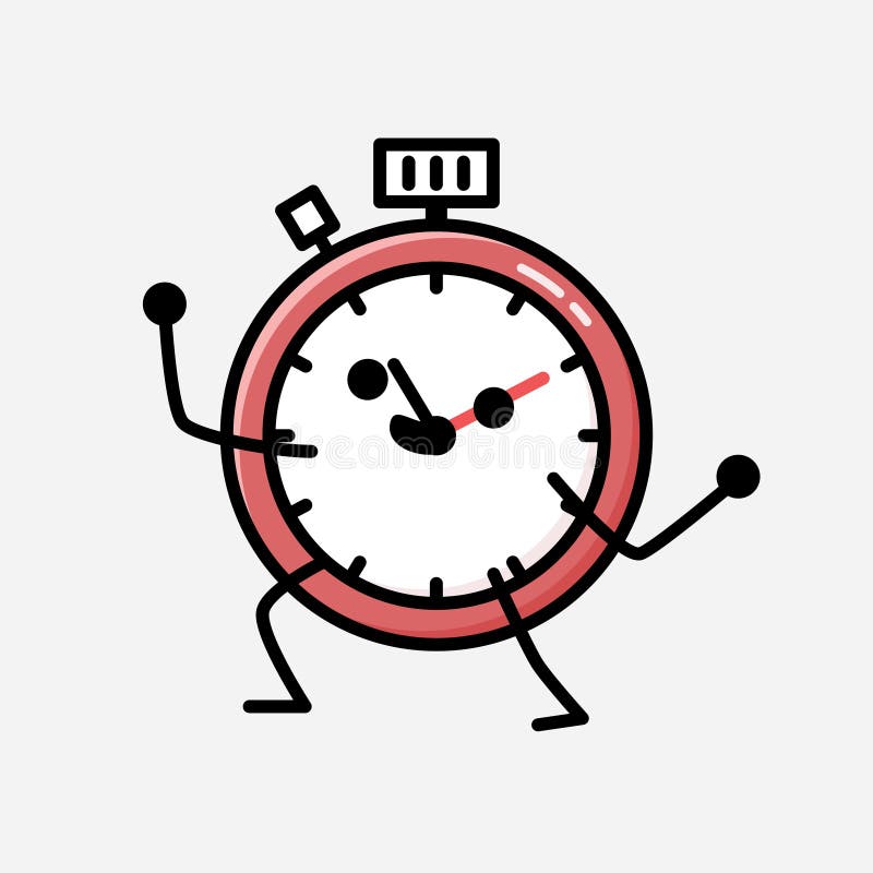 Cute Sport Timer Mascot Vector Character in Flat Design Style Stock ...