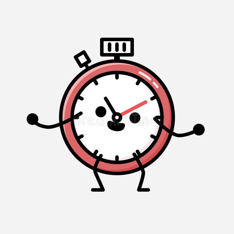 Cute Sport Timer Mascot Vector Character in Flat Design Style Stock ...