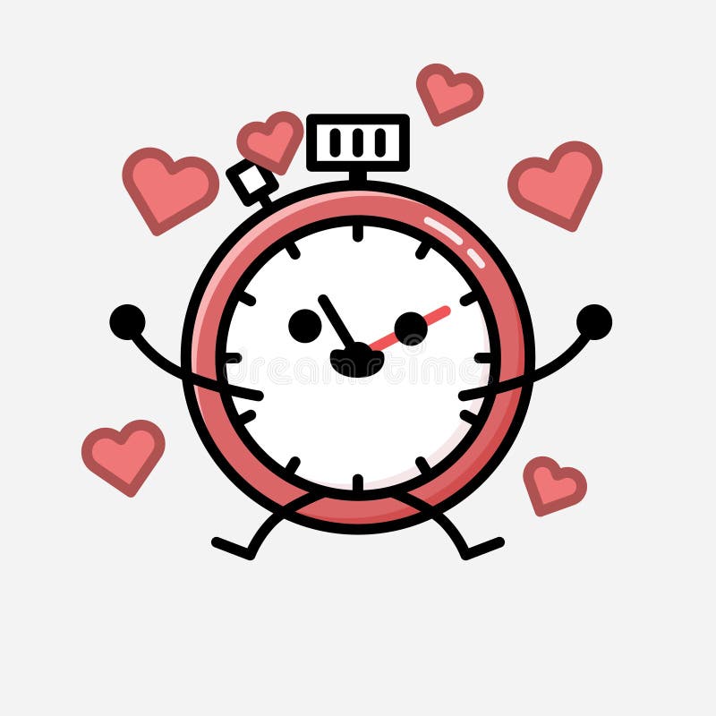 Cute Sport Timer Mascot Vector Character in Flat Design Style Stock ...