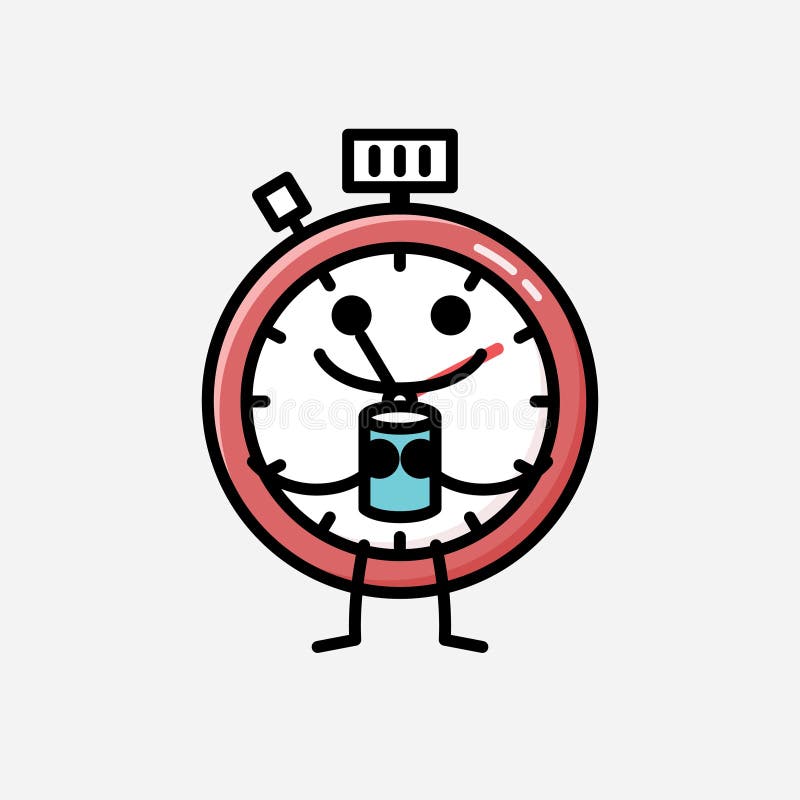 Cute Sport Timer Mascot Vector Character in Flat Design Style Stock ...