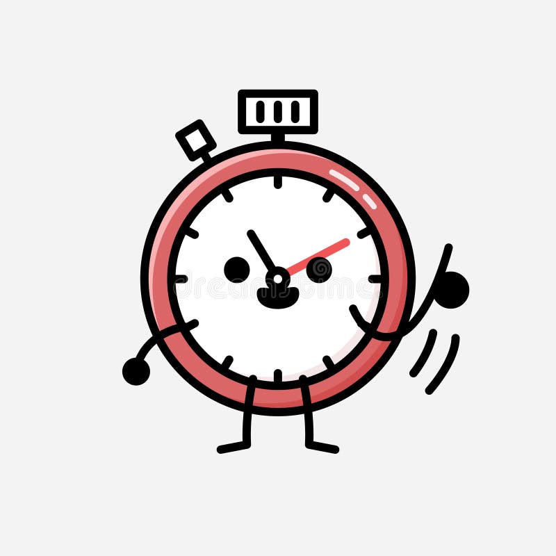 Cute Sport Timer Mascot Vector Character in Flat Design Style Stock ...