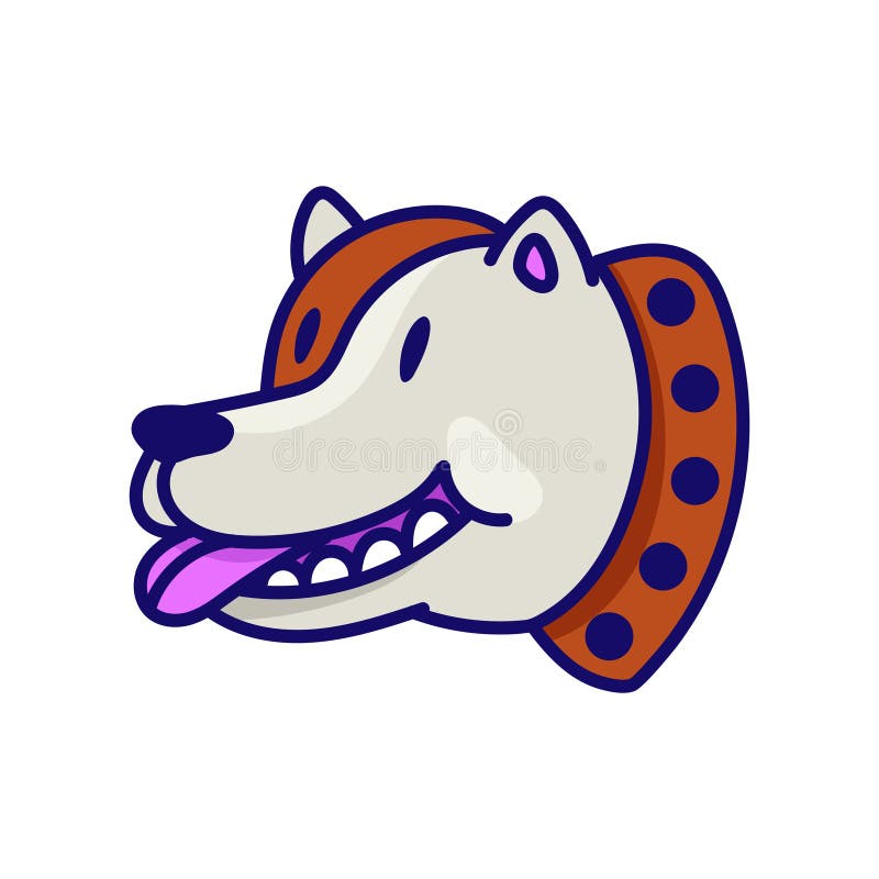 Smiling Dog Face Side View Line Drawing Isolated on White Background ...