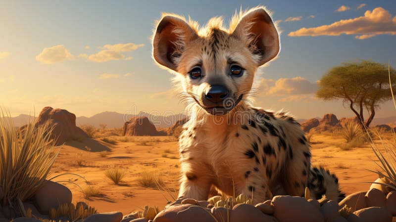 Cute Spotted Heina Puppy on the Plain - Children S Illustration 4 Stock ...