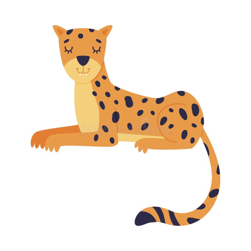 Cute Spotted Leopard As Wild African Animal Sitting Vector Illustration ...