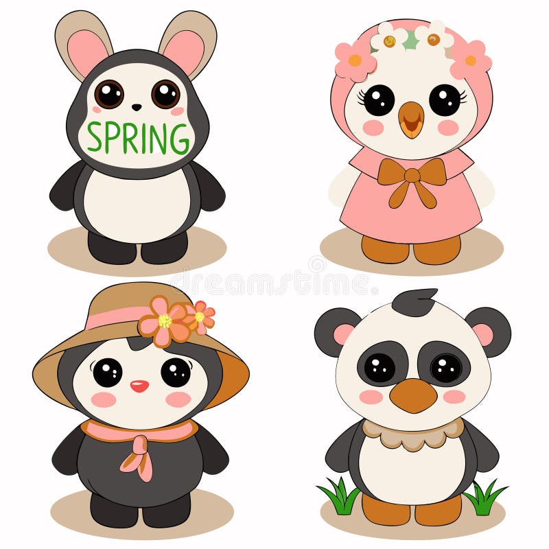 Cute Spring Animal Characters Illustration. (1 Stock Vector ...