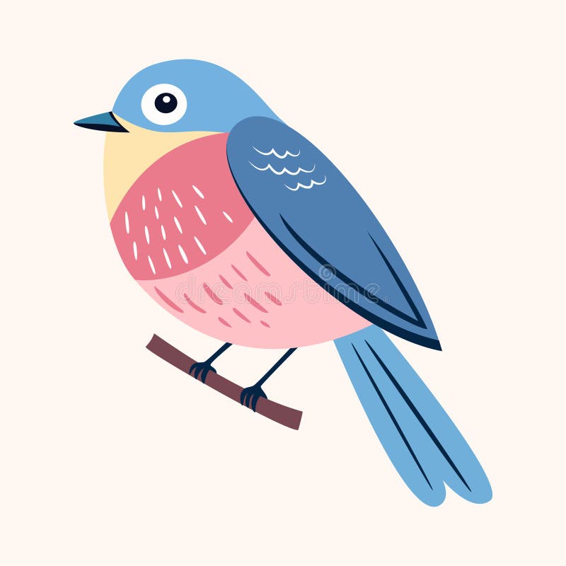 Cute Spring Bird on a Branch. Stock Vector - Illustration of nature ...