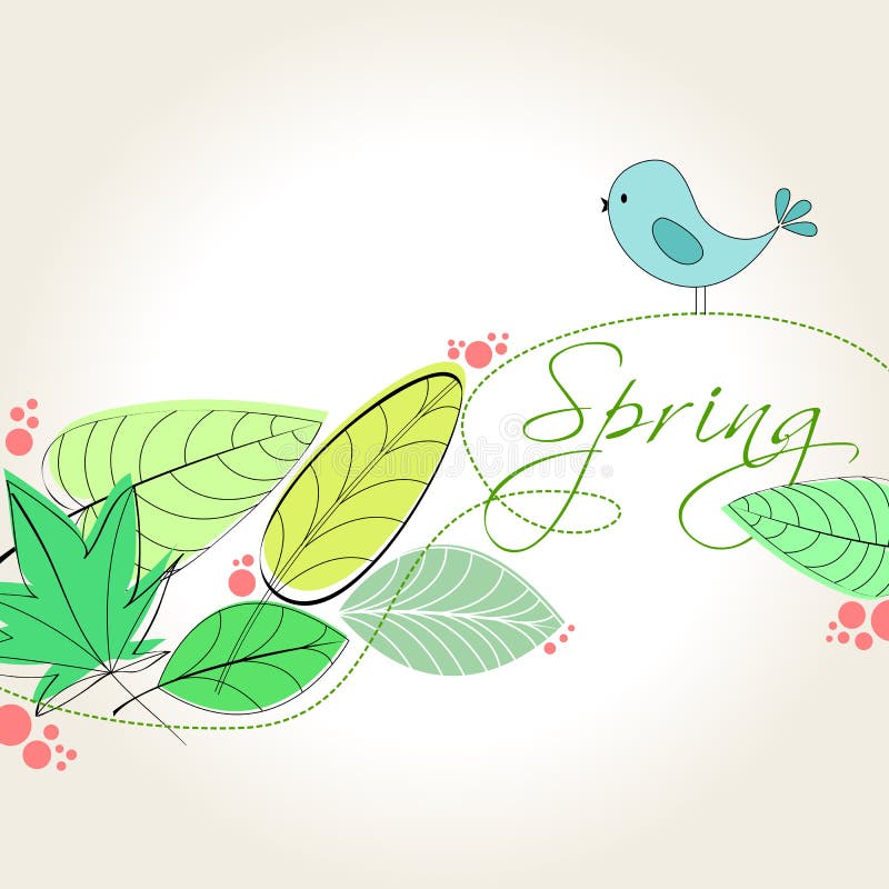 Cute Spring Birds Illustration Stock Vector - Illustration of backdrop ...